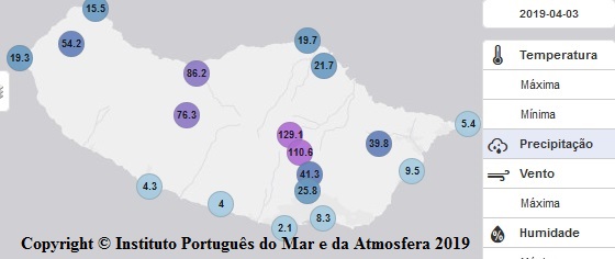 Gerotempo: 7179. Ilha da Madeira: Precipitação acumulada 03.04.2019