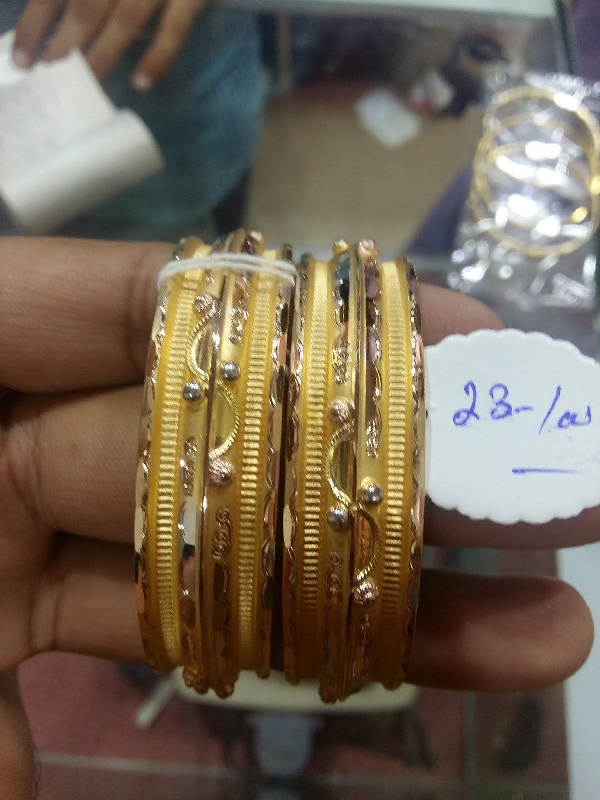 Gold Bangles : Gold Bangles 3 half Round Style