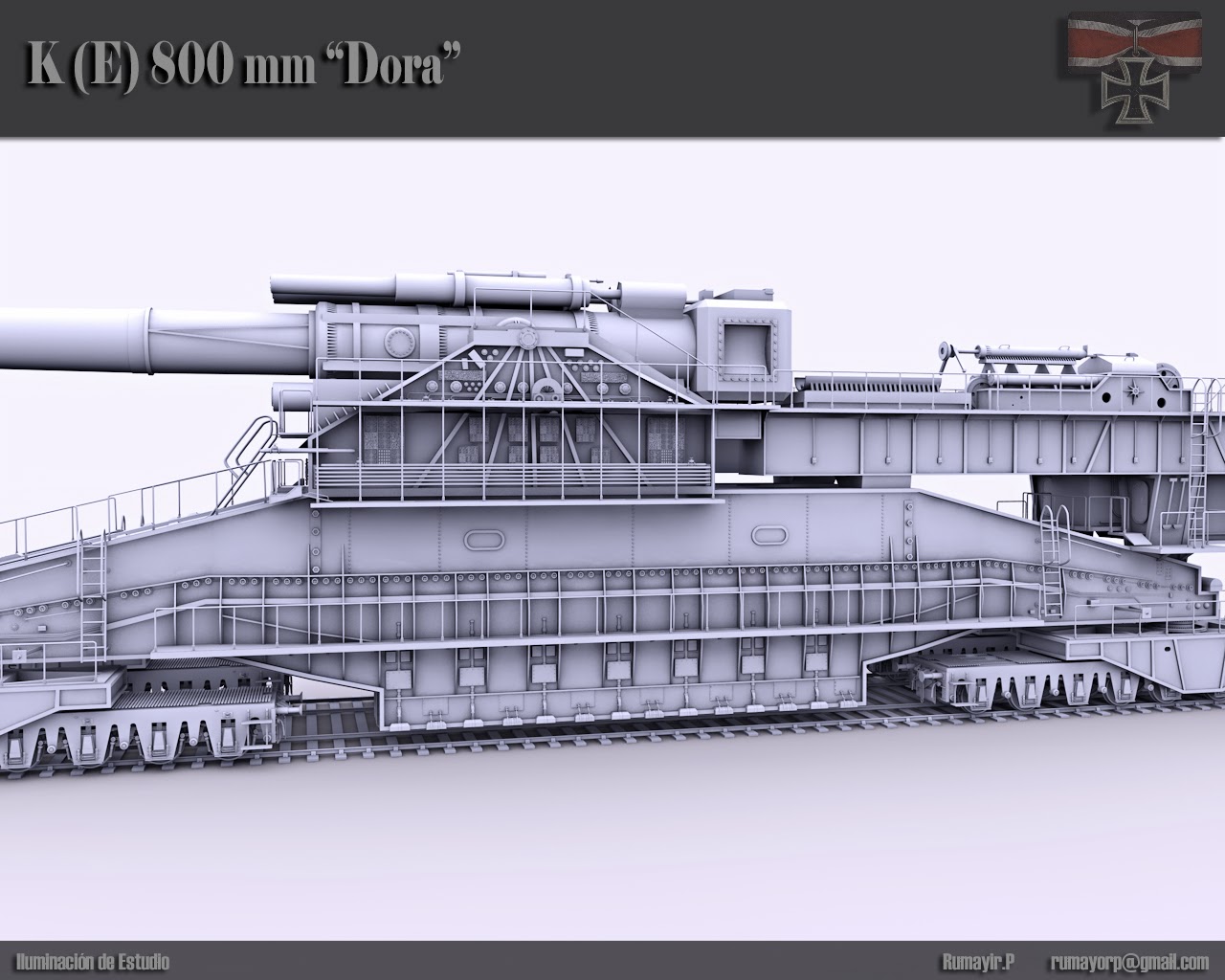 German Railgun K(E) "Dora" | 3D Infografías