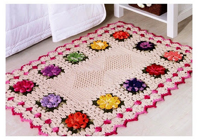 crafts by handmade: Crochet Flower Rug