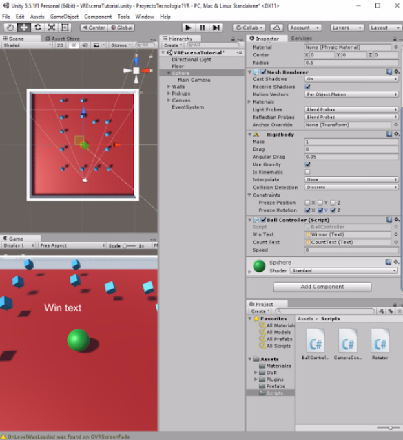 Experiencia con Oculus Rift: Tutorial Unity