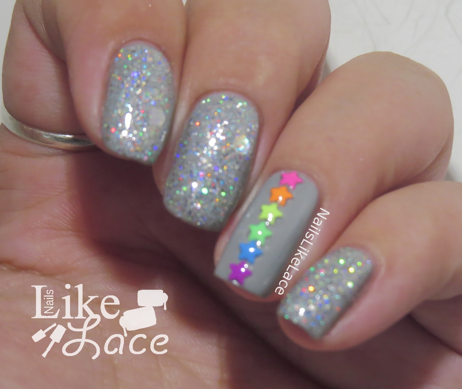 NailsLikeLace: Nail Honey Multi-Faceted + Neon Rainbow Studs