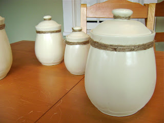 Riparata...: Spray Painting Ceramic: My New Kitchen Canisters