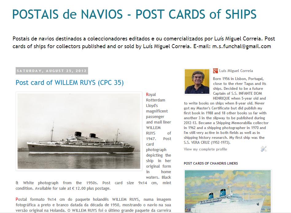 SHIPS & THE SEA - BLOGUE dos NAVIOS e do MAR: Postais de Navios - Post ...