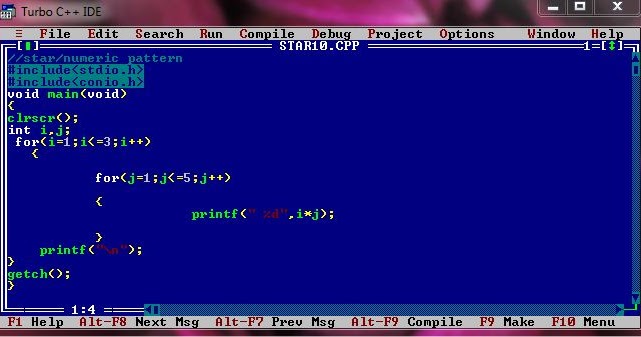 Practising C C And Java Programming With Examples Program To Display Following Numeric Pattern