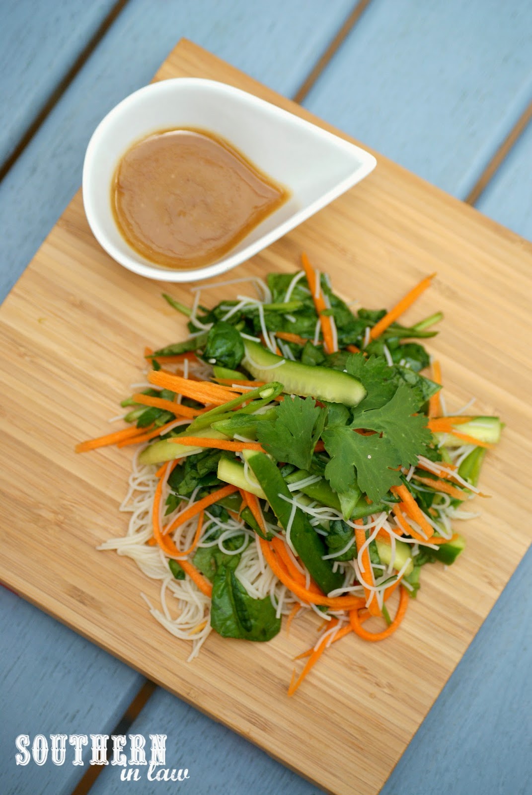 Southern In Law Recipe Asian Inspired Rice Noodle Salad With Creamy Peanut Dressing