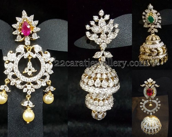 More Patterns of Diamond Jhumkas - Jewellery Designs