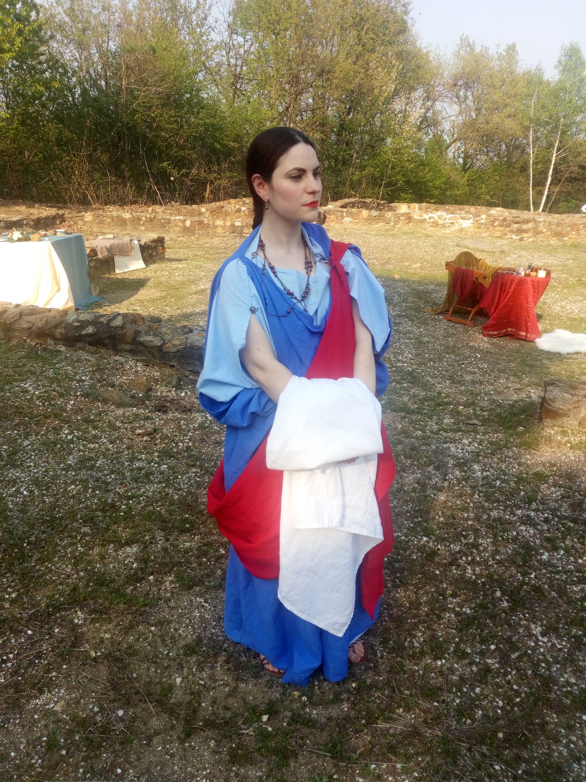 New Ancient Roman stola and veil in linen