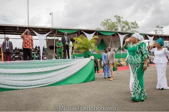 Photo: Governor Rochas Okorocha takes salute from his wife and other ...