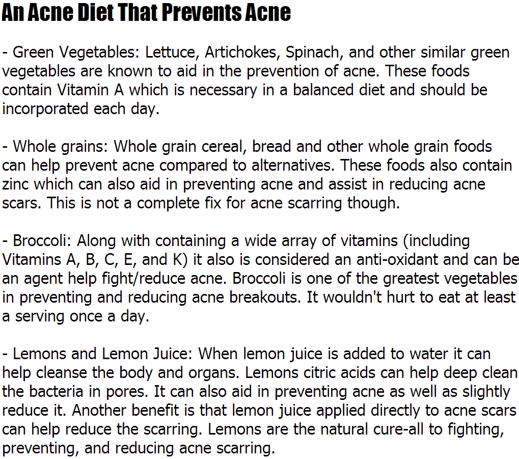 Diet For Acne – An Acne Diet That Prevents Acne | liamcoe10