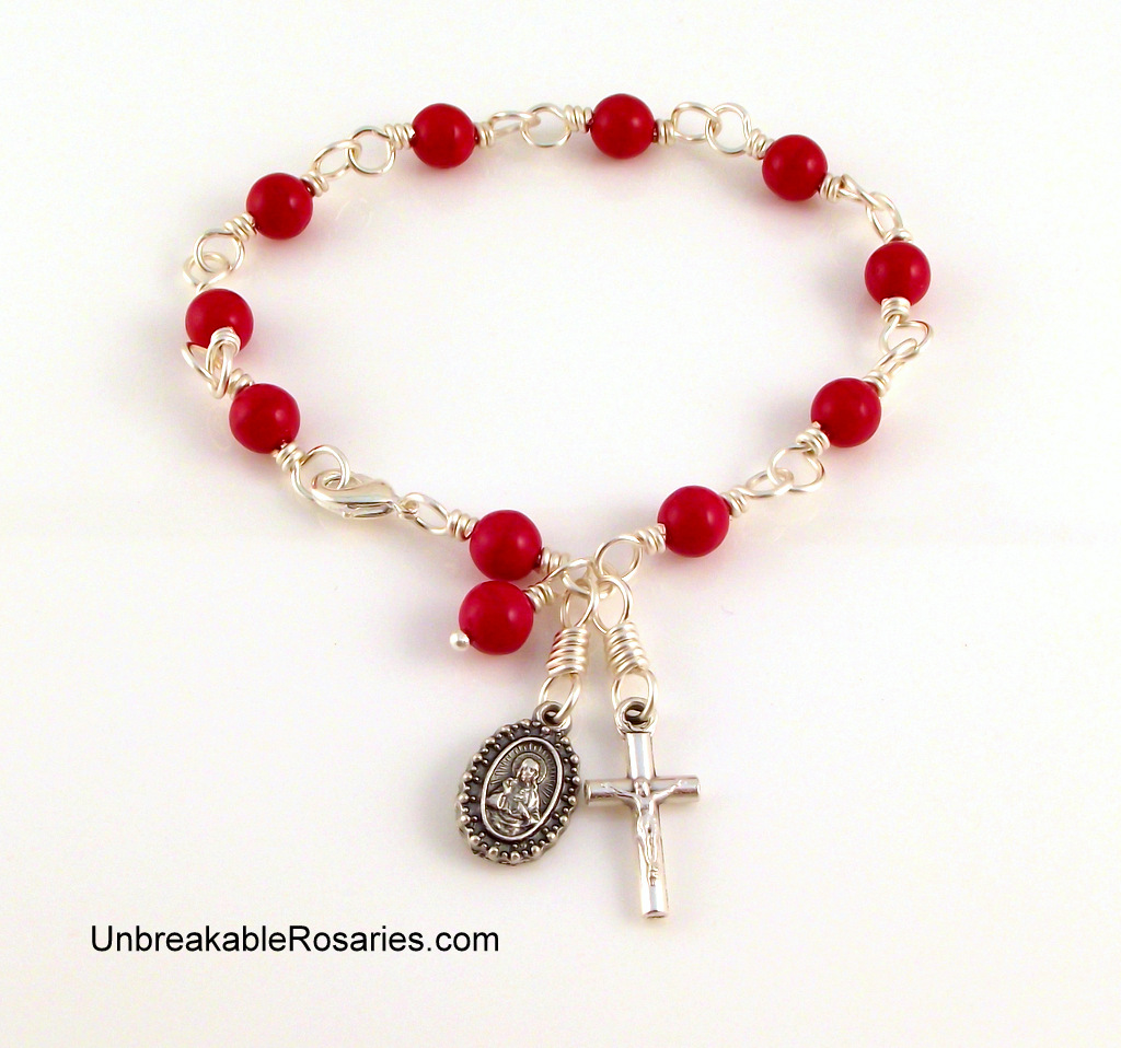 Catholic Patron Saints: Sacred Heart of Jesus Wire Wrapped Rosary Bracelet