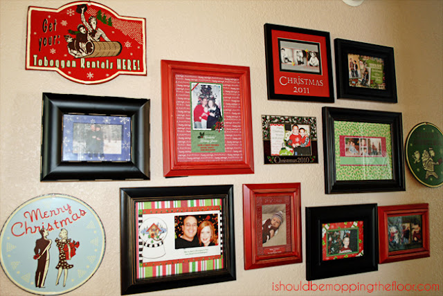 Christmas Card Gallery Wall | i should be mopping the floor