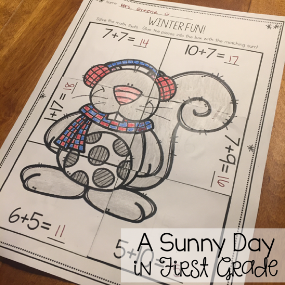 Winter Addition Puzzles! | A Sunny Day in First Grade