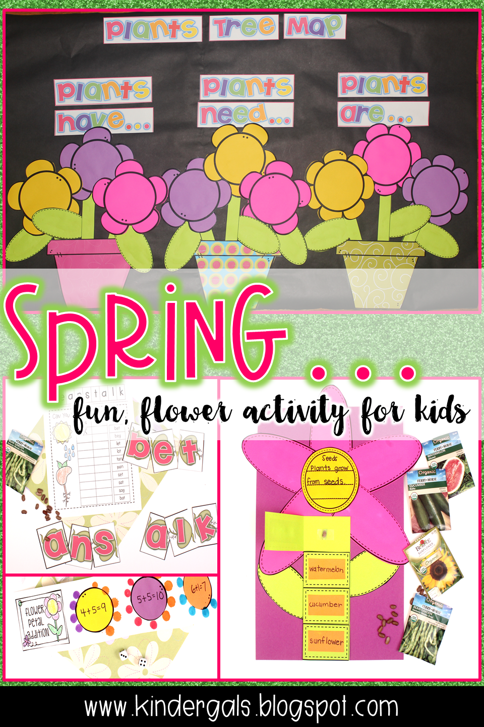 KinderGals: Spring-Writing, Reading, and Math Activities