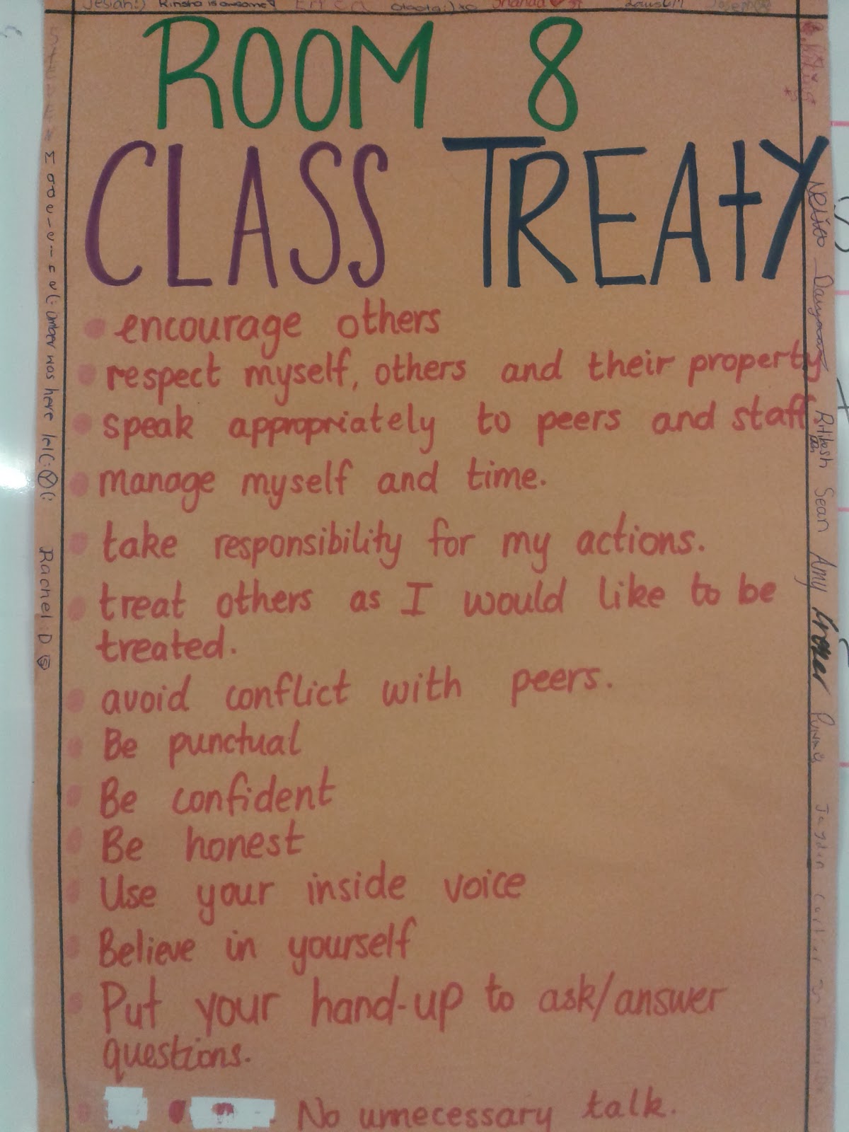 Howick Intermediate Room 8: Our Classroom Treaty