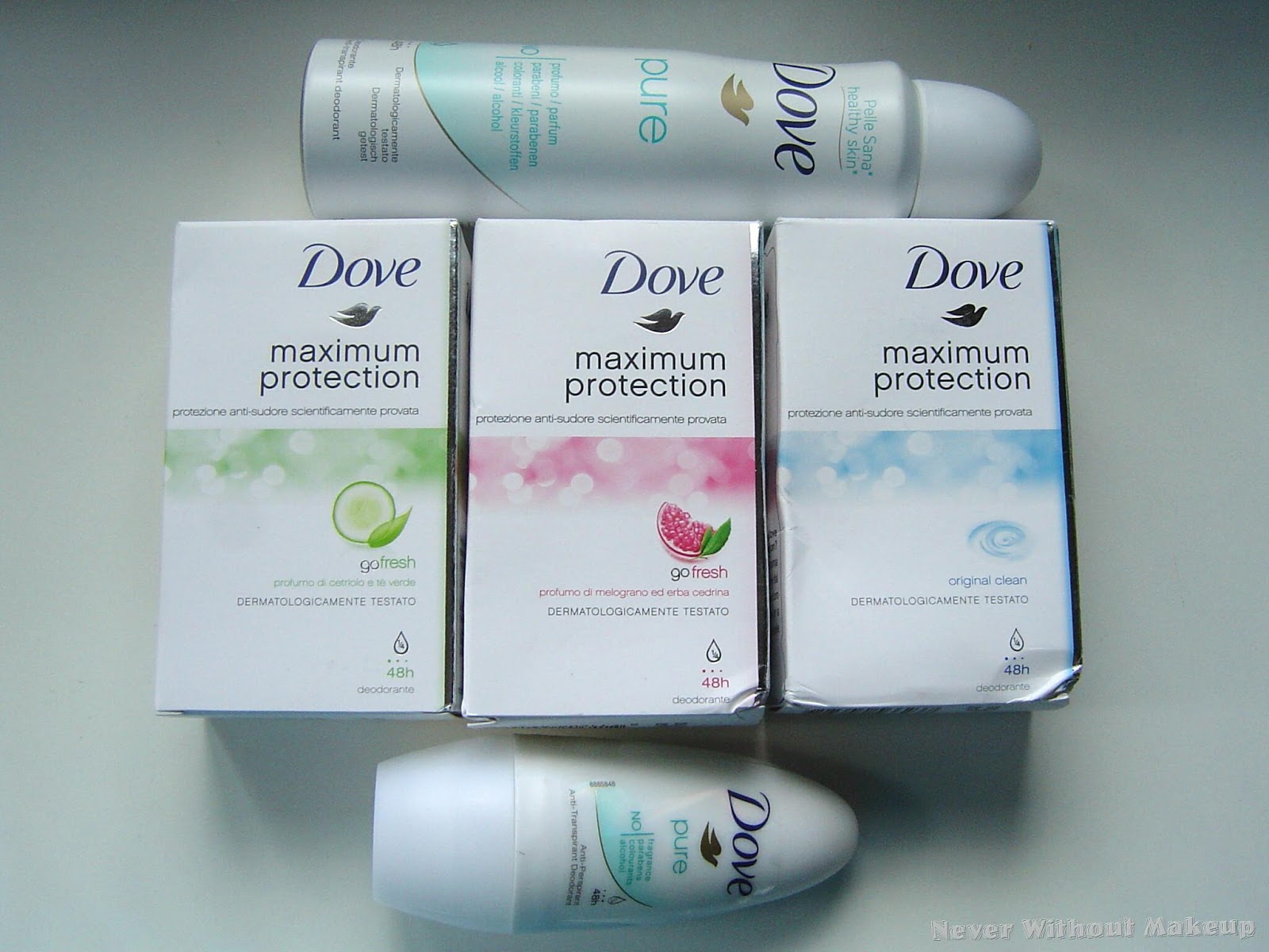 Preview - Deodoranti Dove Pure e Maximum Protection - Never Without Makeup