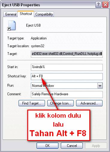 Membuat Shortcut dan Hotkey untuk safely eject USB