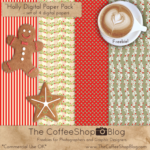 The CoffeeShop Blog: CoffeeShop "Holly Digital Paper Pack!"