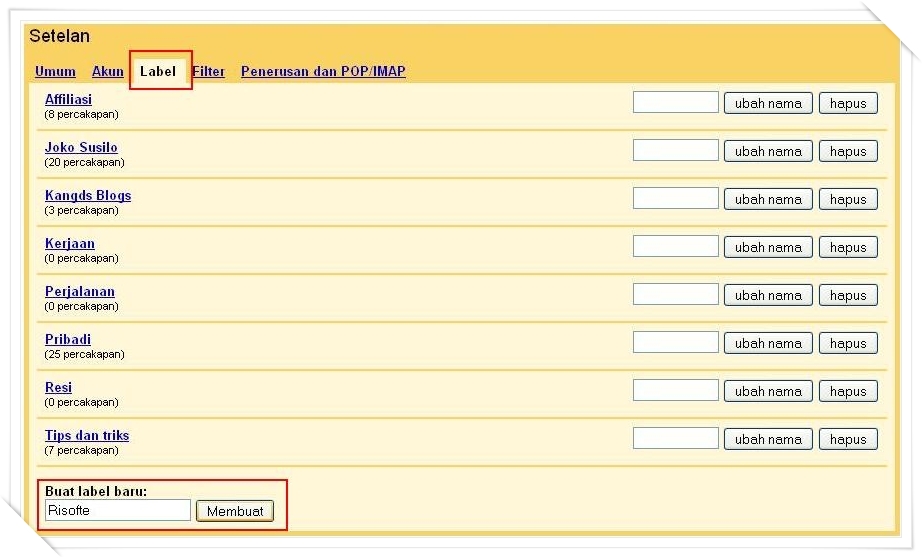 Cara membuat label email pada gmail ~ Tips dan Triks