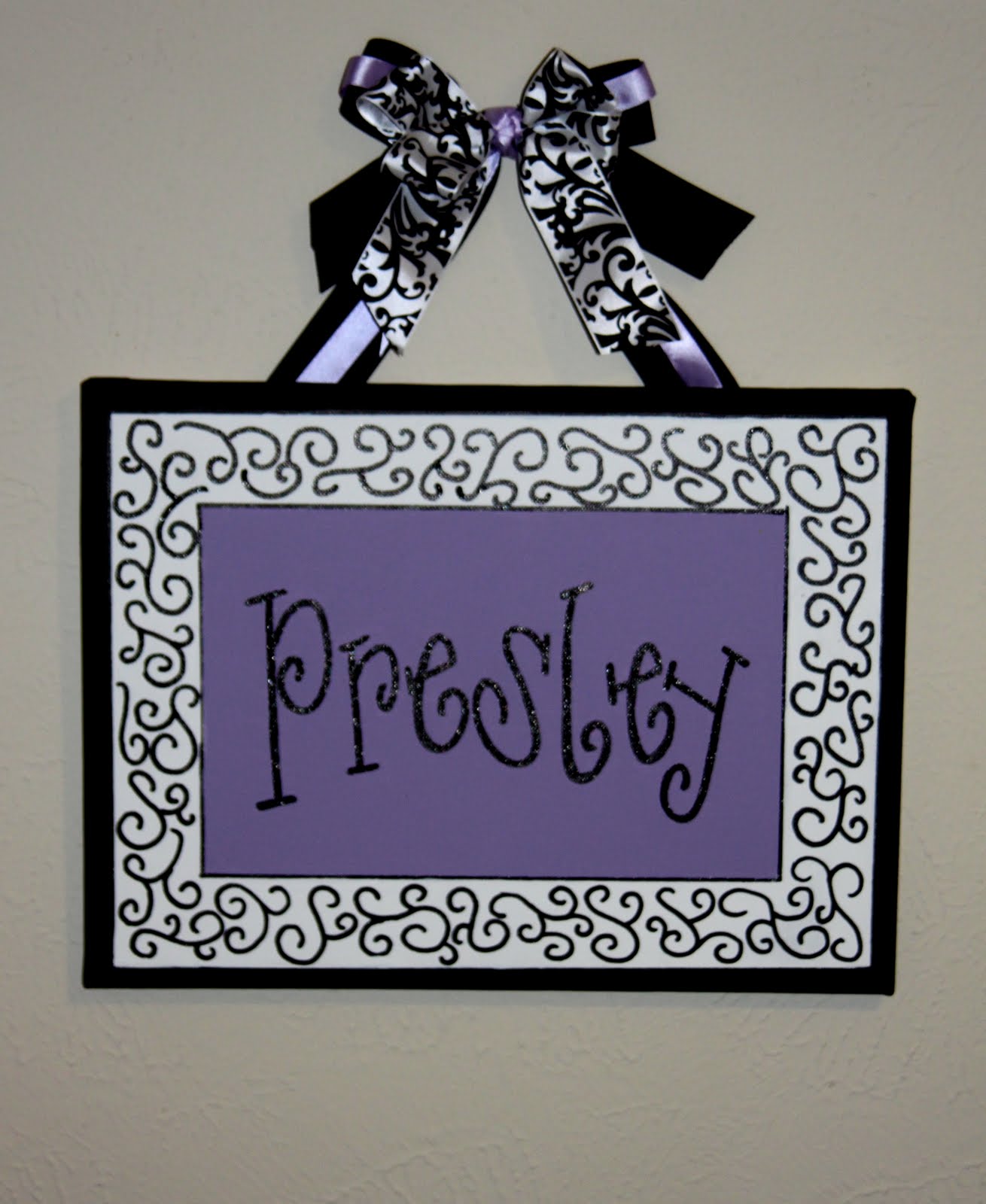 Joyful and Chic: New Sign: Purple, Black and White