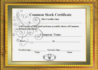 free stock photos: Common Stock Certificate Template Graphics And Templates