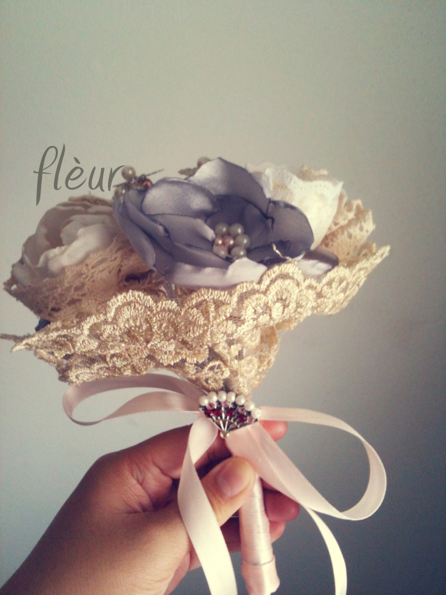 Lace, Pearl and Satin Flower | Flèur