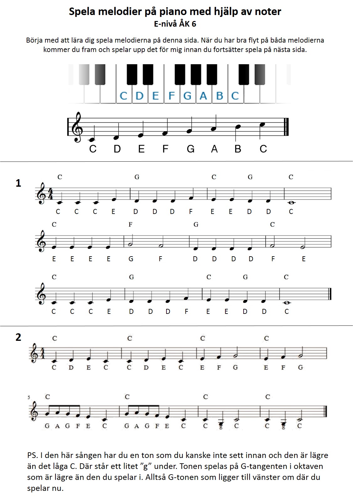 Musik på Vimarskolan: Att spela piano - åk 6