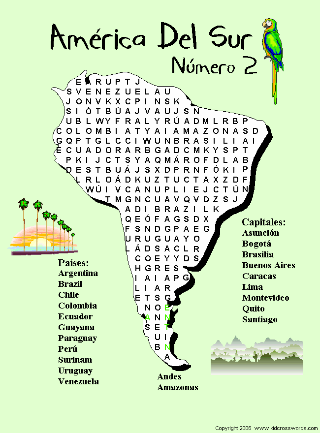 Sopa de letras de paises - Imagui