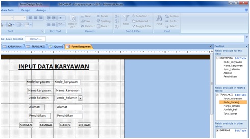 Tutorial membuat form dan laporan pada MS. ACCESS 2007 - nofwan
