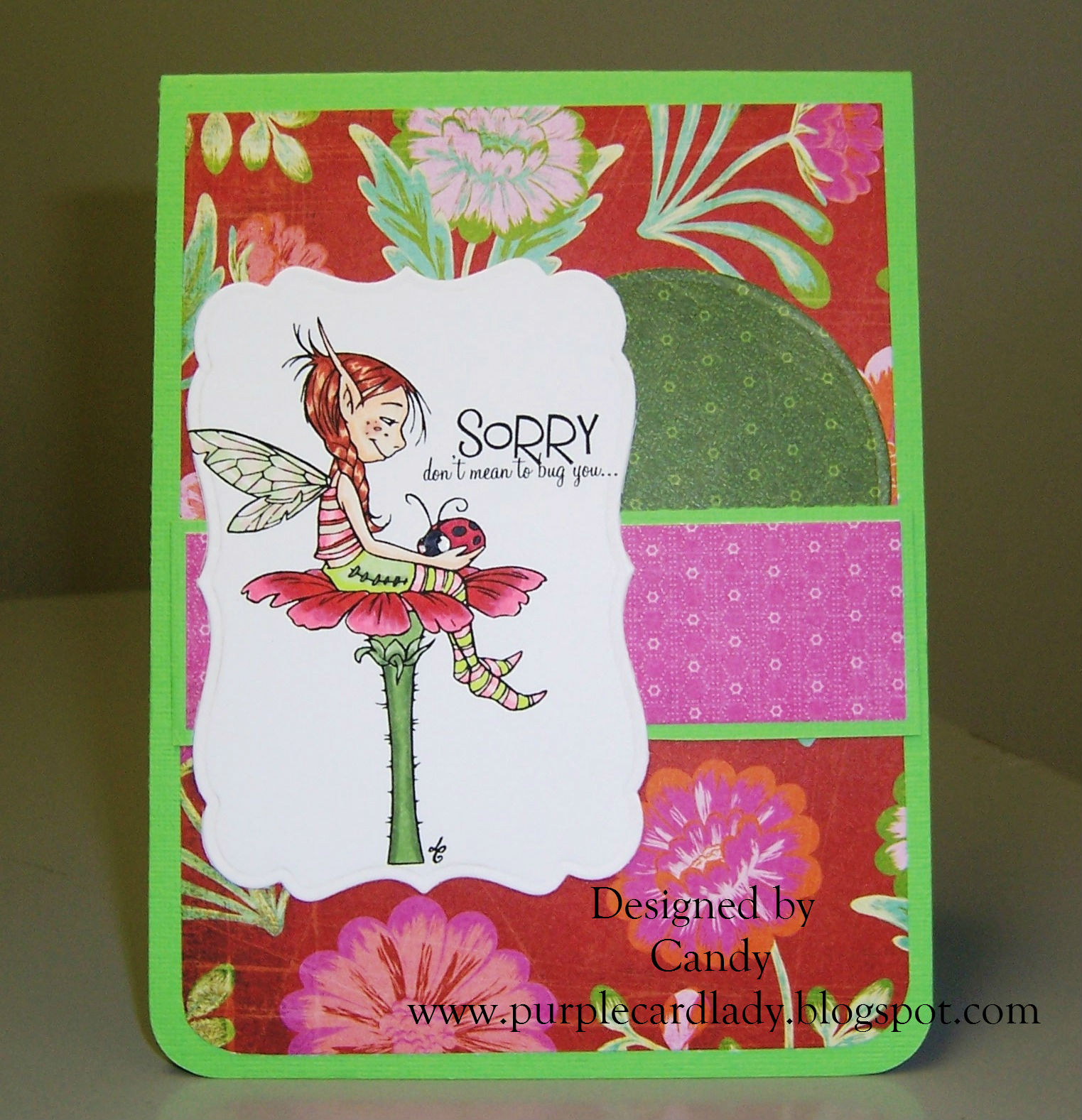 Purple Card Lady: Emerald Faeries "Sorry to bug you"