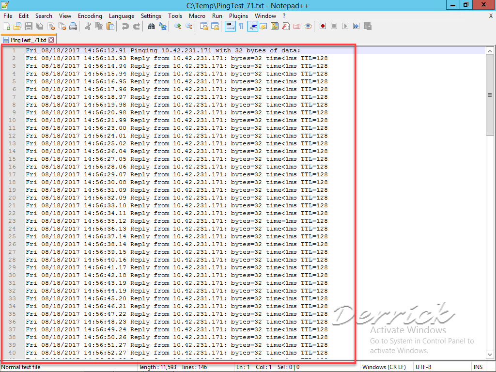 德瑞克：SQL Server 學習筆記: [Windows] PING add timestamp - 加上時間戳記