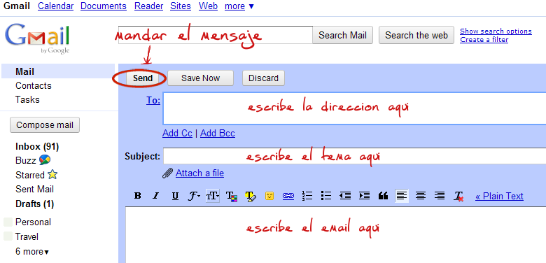 NAVEGAS Y UTILIZAS LOS RECURSOS DE LA RED: Partes de un correo electronico
