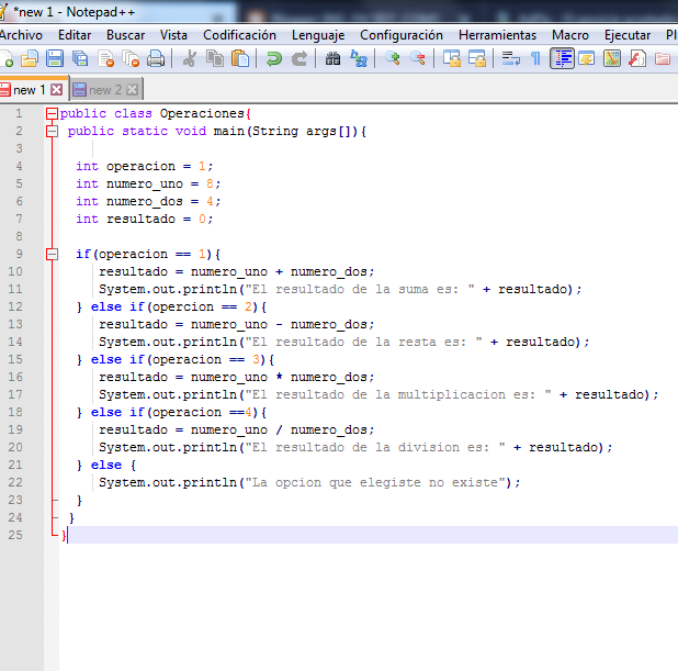 ING. EN SIST. COMP.: Codigo java: Estructura condicional anidada