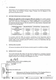 Philhealth Contribution Table for 2024 to 2025