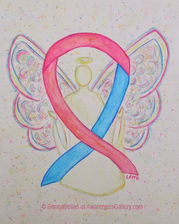 Awareness Angels Art Project: Pink and Blue Awareness Ribbon Angel Art ...