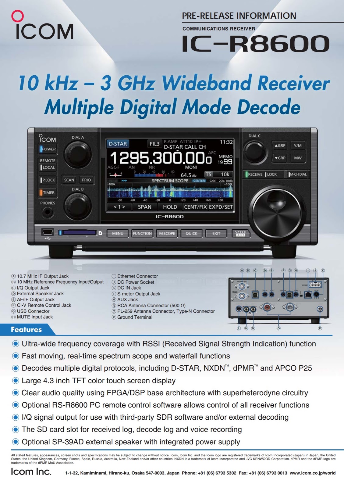 Icom Kommunikationsmottagare IC-R8600