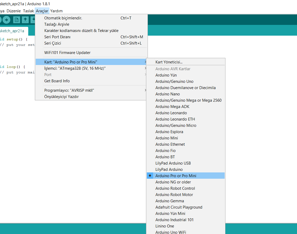 Arduino Ile Arduino Pro Mini Programlama Ve Kullanımı
