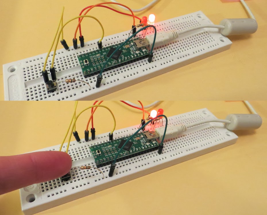 teensy: pull-up resistor, Push-button and switching LEDs