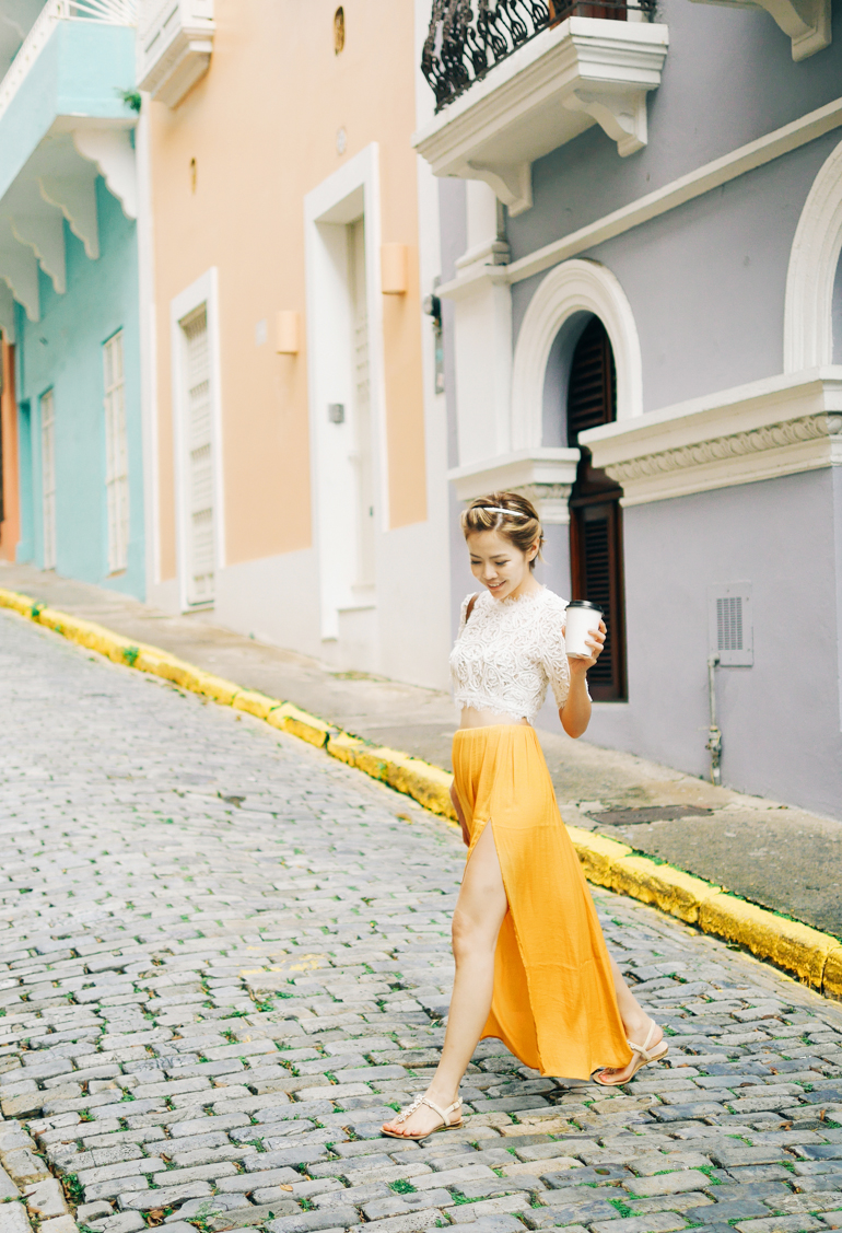 Outfit 》Puerto Rico travel outfit | Lace crop top and maxi skirt