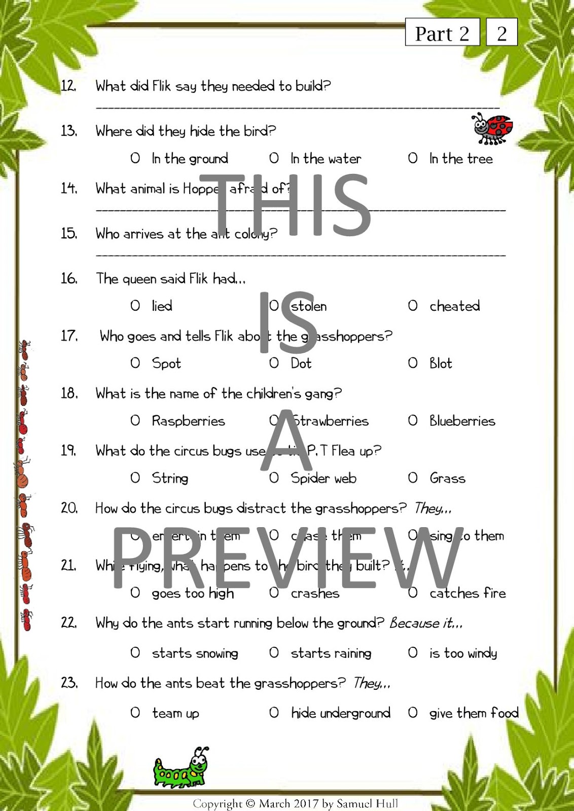 A Bug s Life 1998 Movie Comprehension Questions Activities a-bug-s-life-1998-movie-comprehension-questions-activities