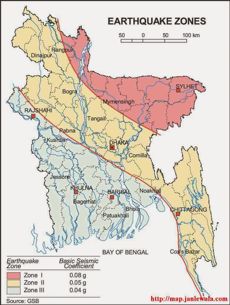 Bangladesh Earthquake Zones Map