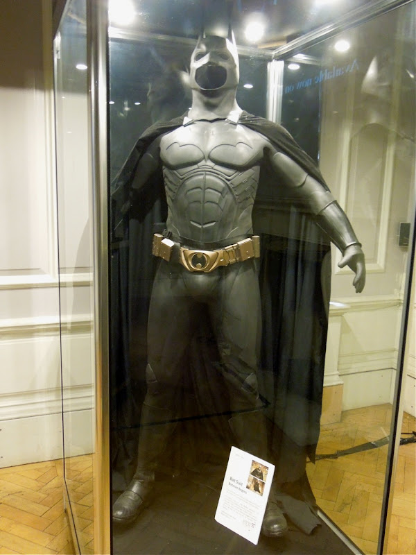 Batman Begins costume worn by Christian Bale on display... | Hollywood ...
