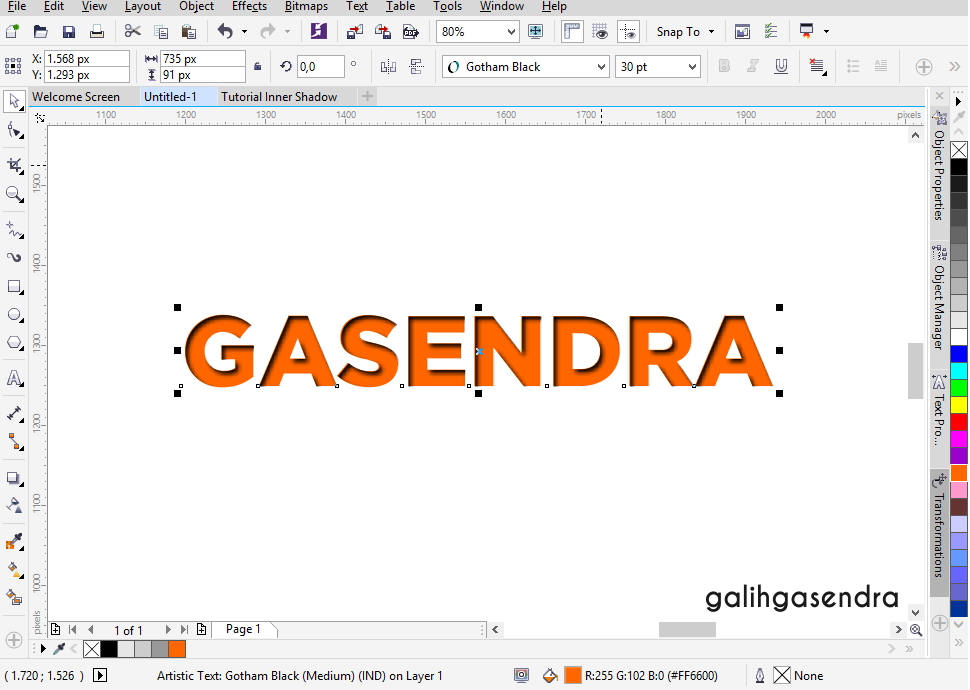 CorelDRAW Tutorial Inner Shadow Text Effect Galih Gasendra CorelDRAW Tutorial Inner Shadow Text Effect Galih Gasendra