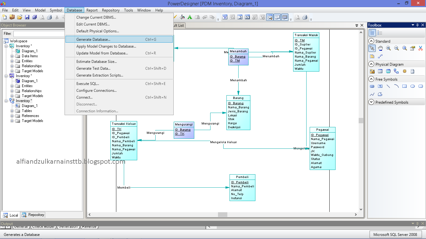 Cara membuat CDM, LDM, PDM lalu di Generate ke Database