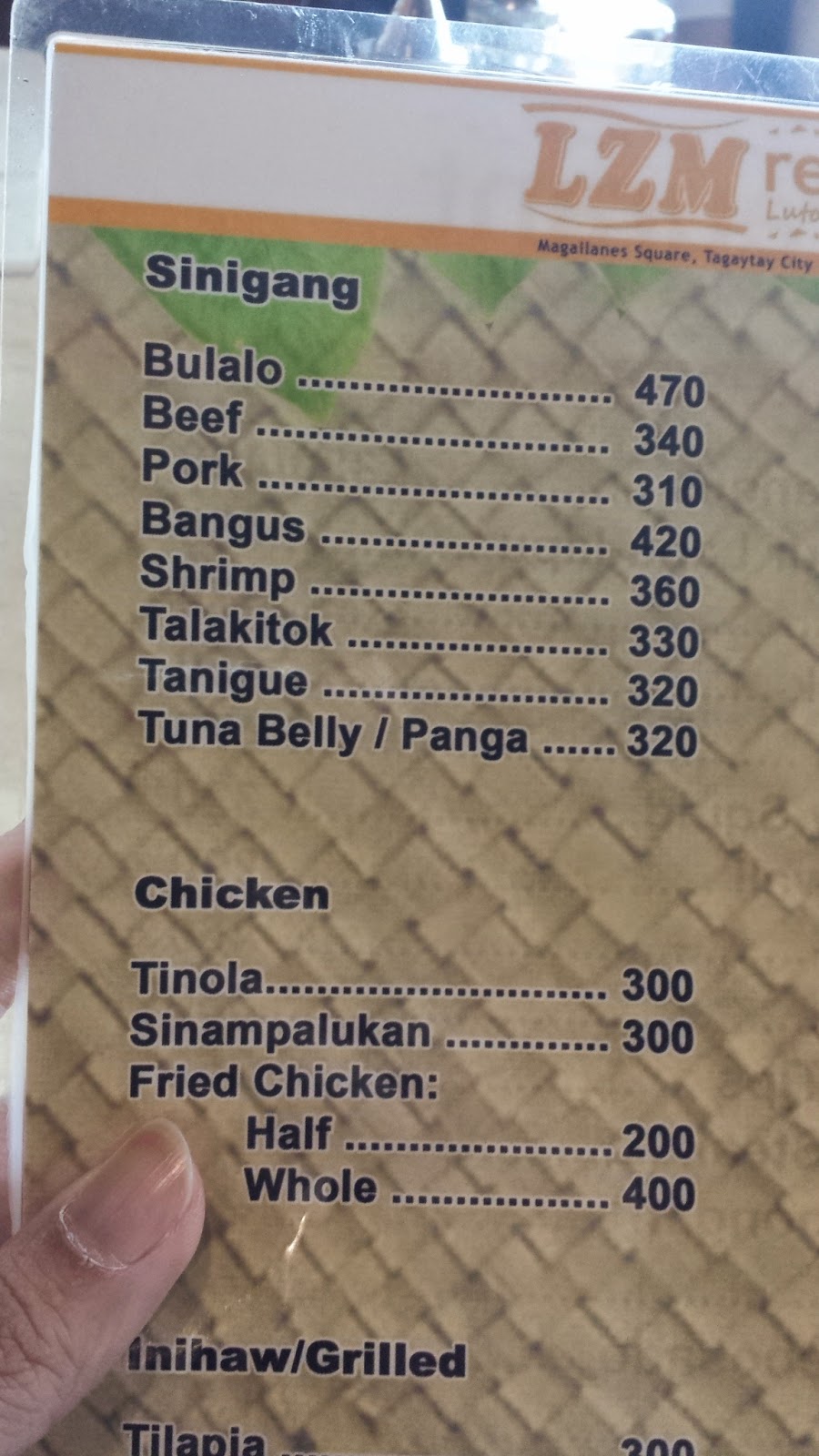 LZM Restaurant in Tagaytay - Lutong bahay specialties