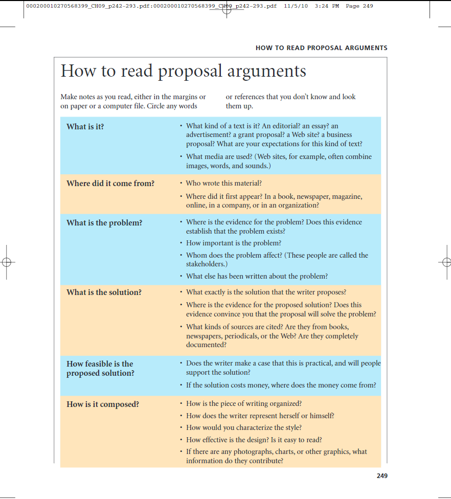 The Writing Process: Chapter 9: Proposal Arguments