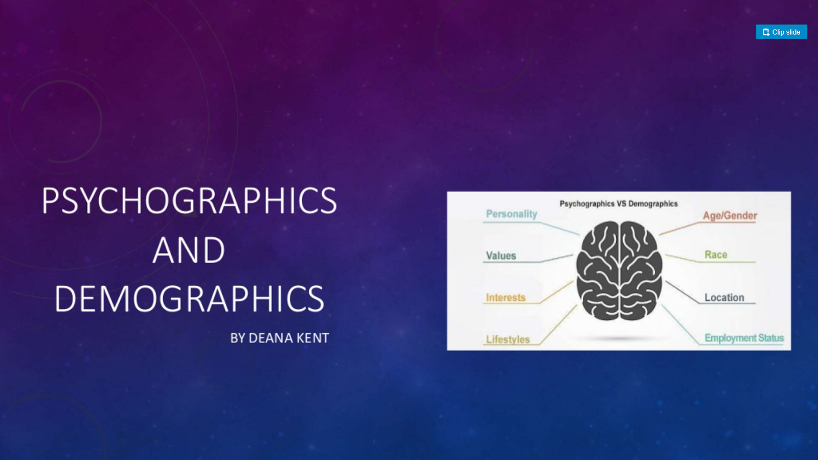 616 Deana Kent: Psychographics and Demographics