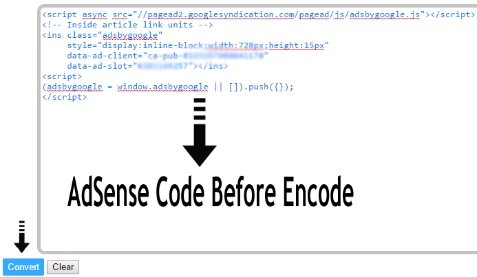 How To Encode Adsense Ad Code For Using Inside Blog Post Bloggerspice Seo Training And Money