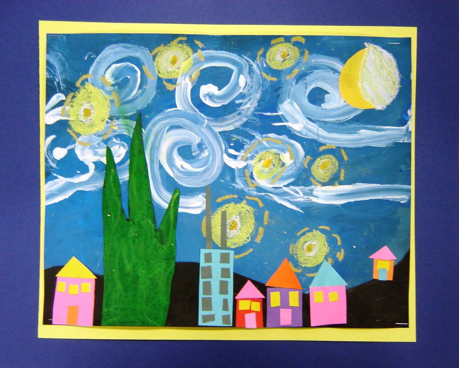 Starry Night Inspiration...3 day project | Elementary art, Starry night ...