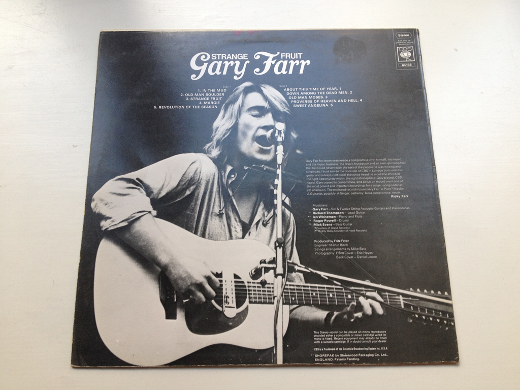 Vinyl Stockholm: GARY FARR 1970 UK CBS 1st PRESS!